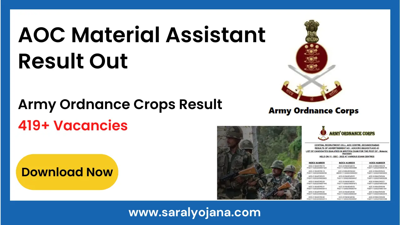 AOC Material Assistant Result Out – Download Now